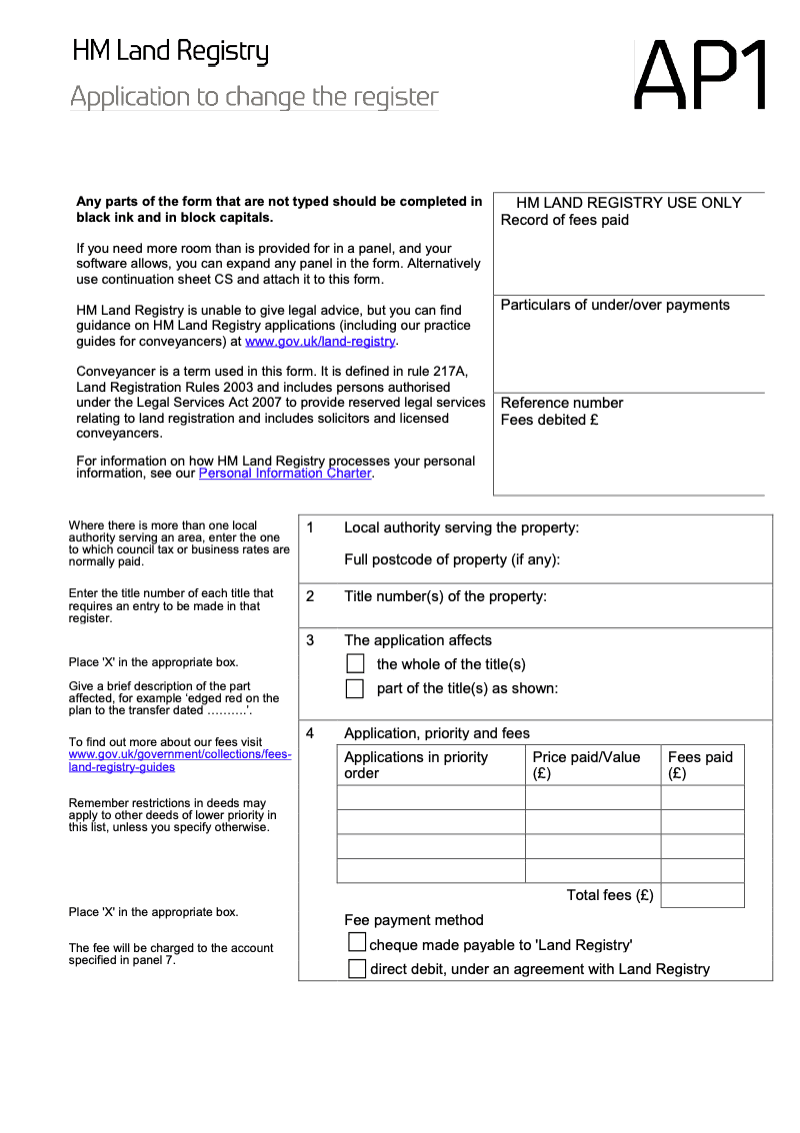 AP1 Application to change the register
