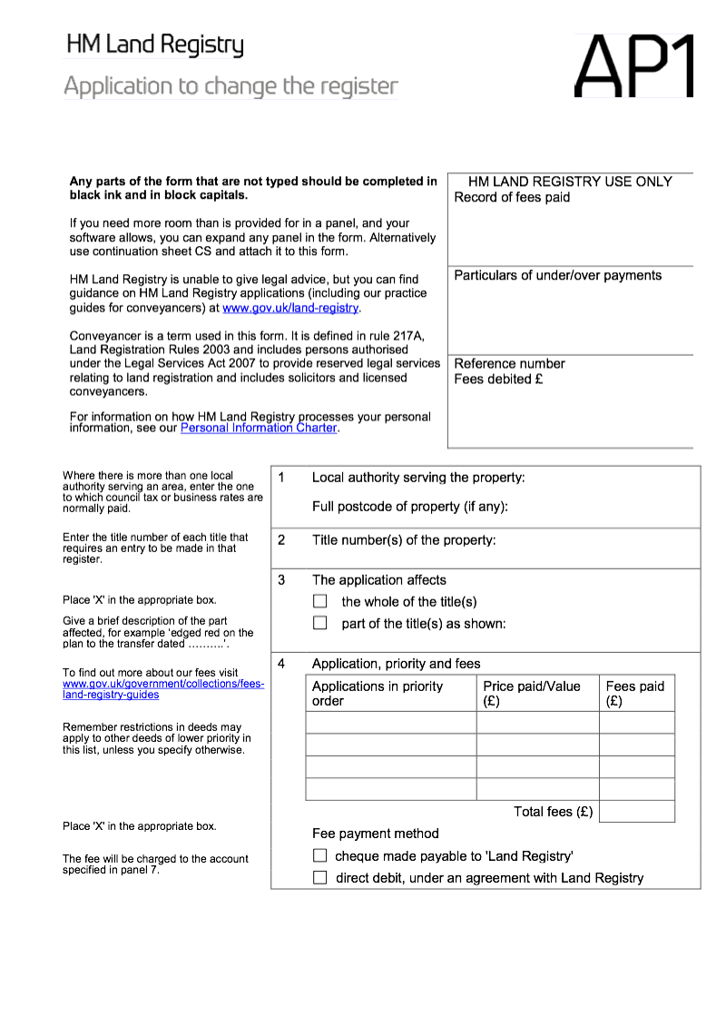 AP1 Application to change the register