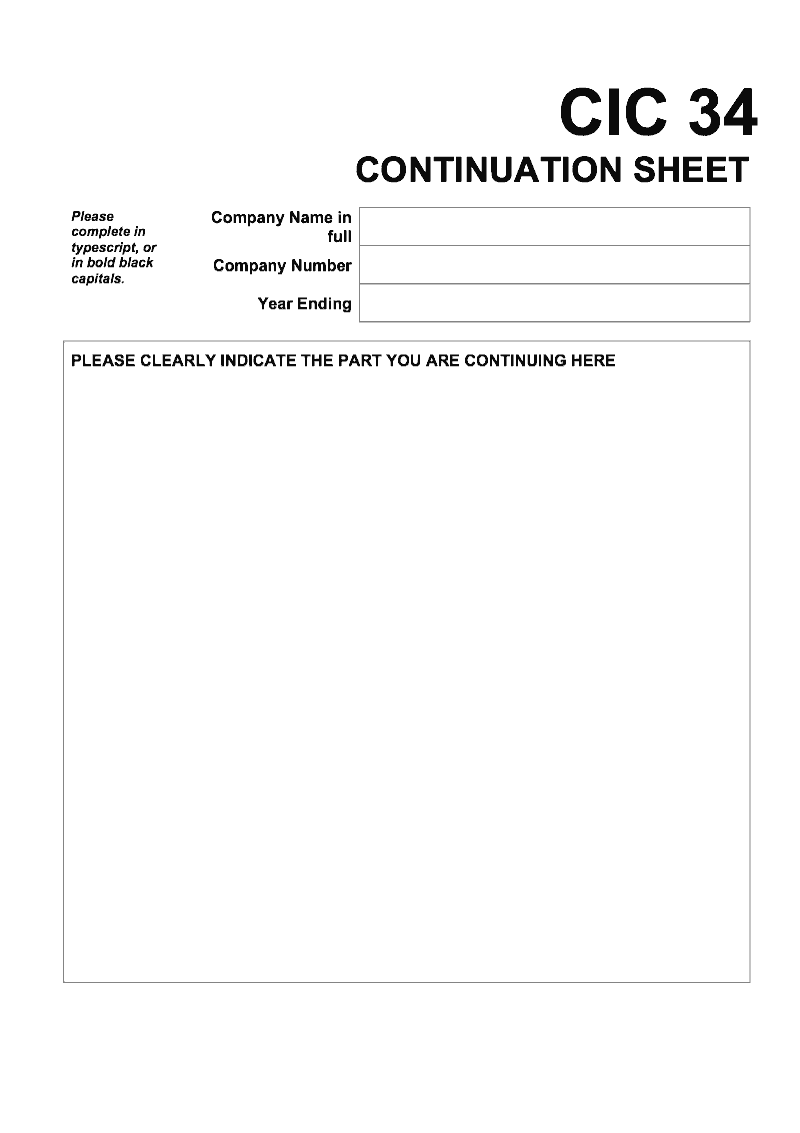CIC34 Continuation sheet - CIC34 Community Interest Company Report