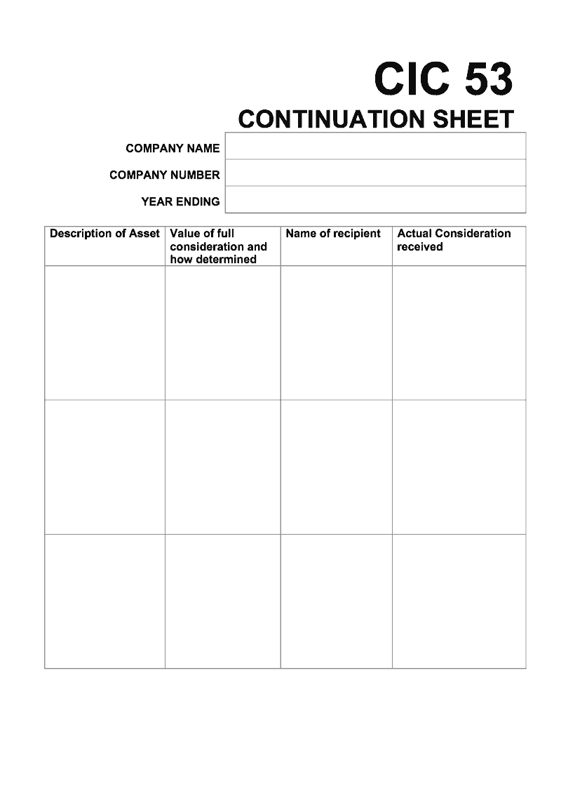 CIC53 Continuation sheet Asset details continuation sheet - CIC53 ...