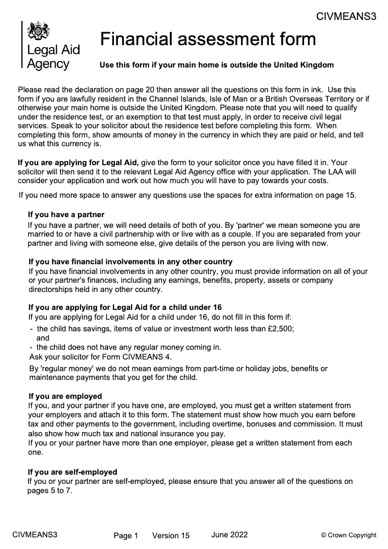 CIV MEANS3 Financial Assessment Form