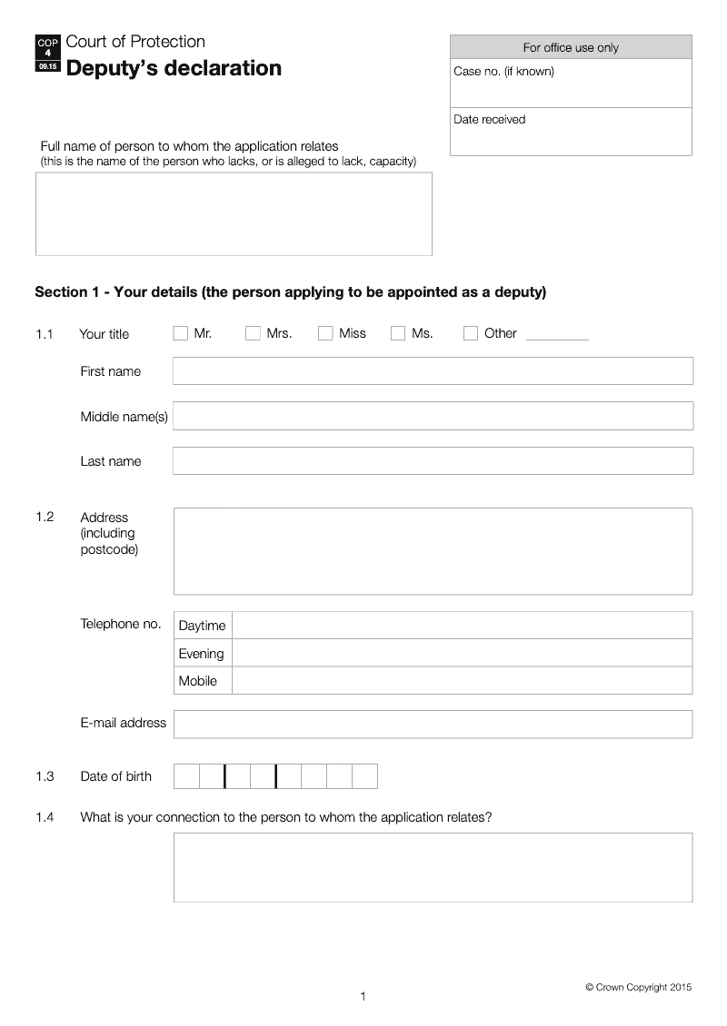 COP4 Deputy's declaration