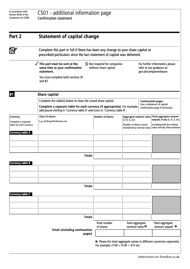 CS01 Part 2 Statement of capital change - Confirmation statement ...
