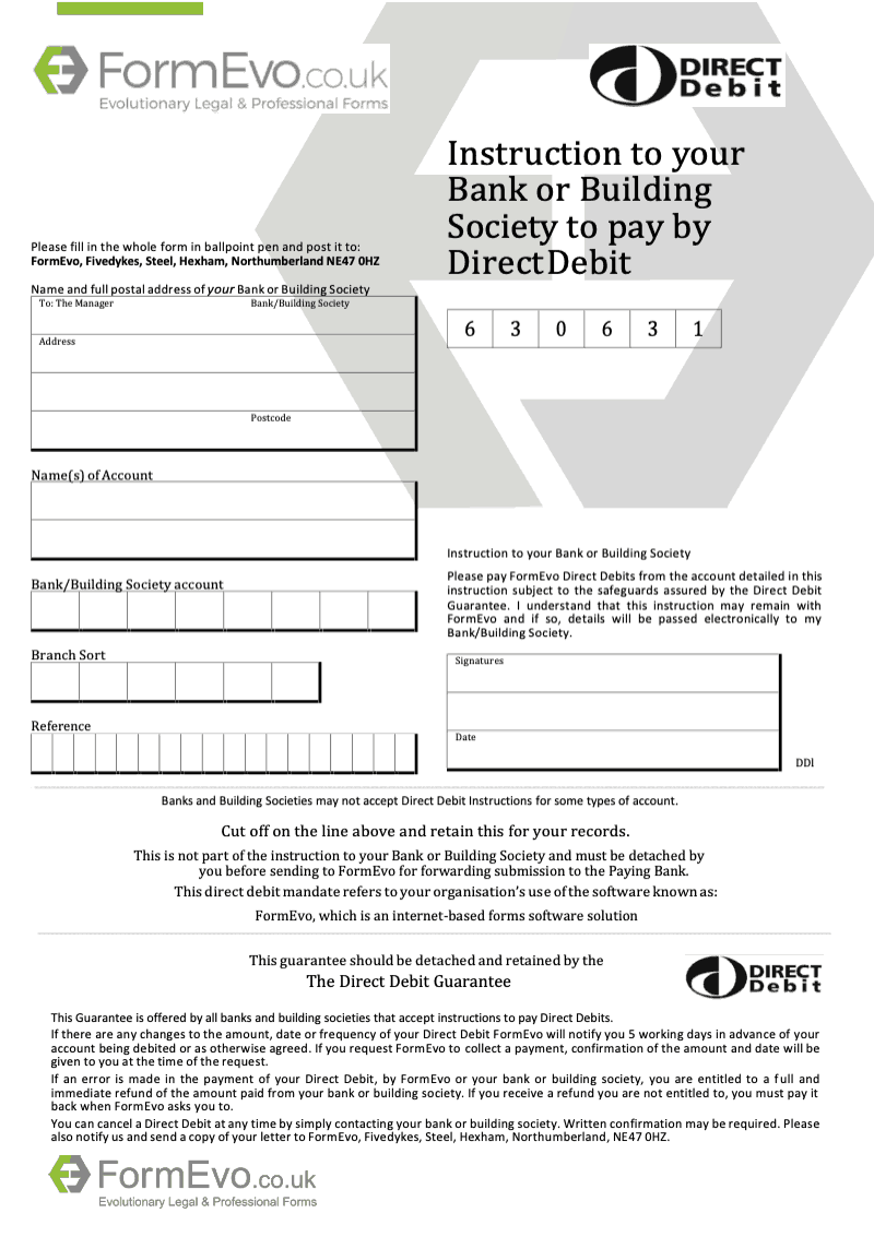DDM Direct Debit Mandate Form