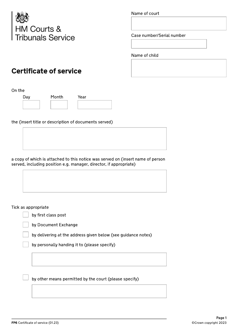 FP6 Certificate of service