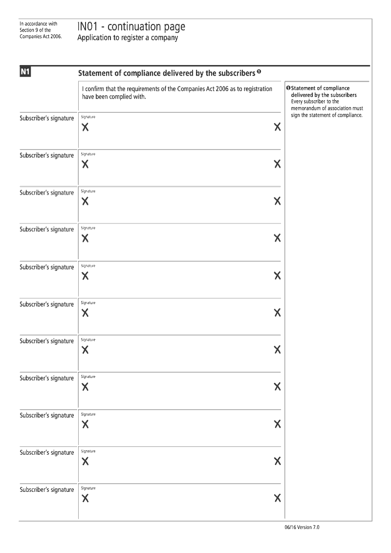 IN01 Continuation Page 12 Section N1 - Statement of compliance ...