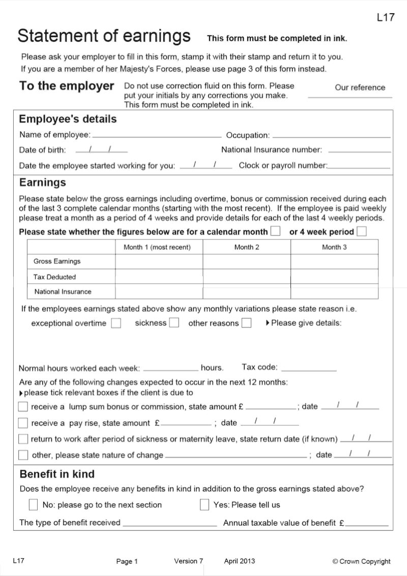 L17 Statement of earnings