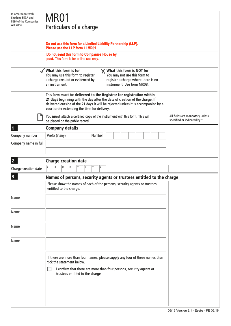 MR01-DLA Particulars of a charge (Section 859A and 859J)