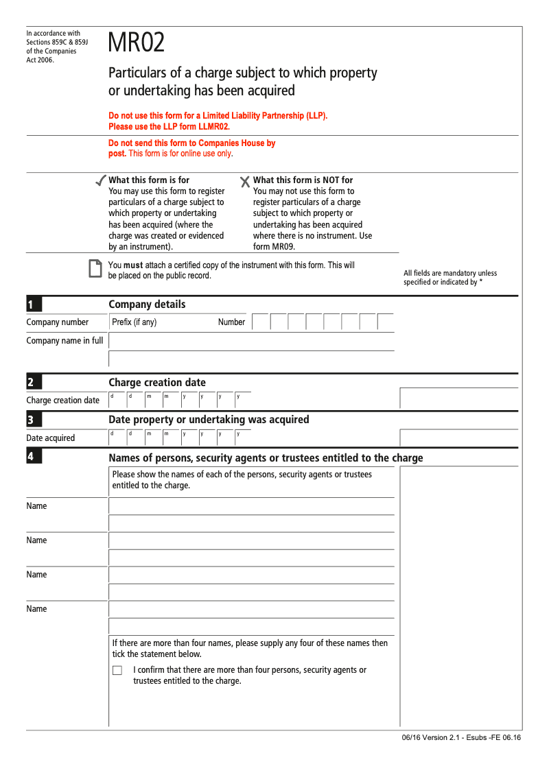 MR02-DLA Particulars of a charge subject to which property or ...