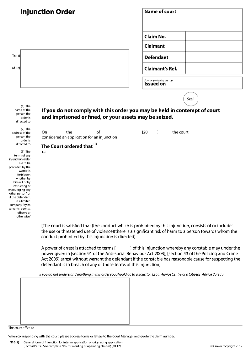 N16(1) Injunction Order