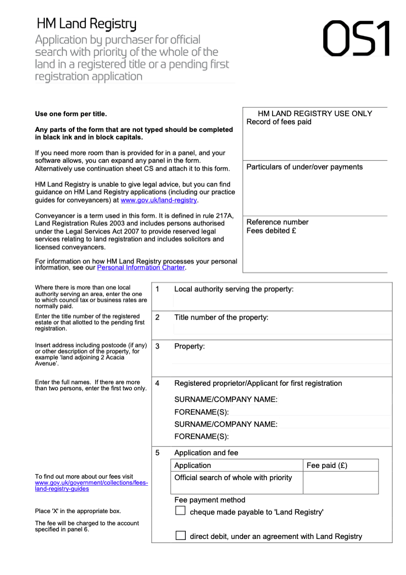 OS1 Application by purchaser for official search with priority of the ...