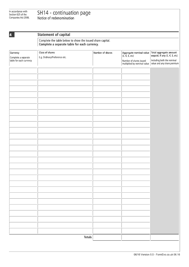 SH14 Continuation Page 1 Statement of capital continuation page - SH14 ...