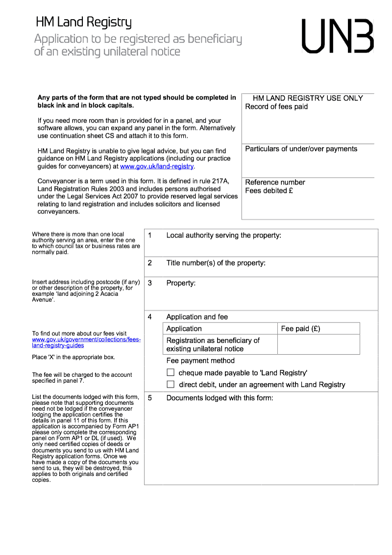 UN3 Application to be registered as beneficiary of an existing ...